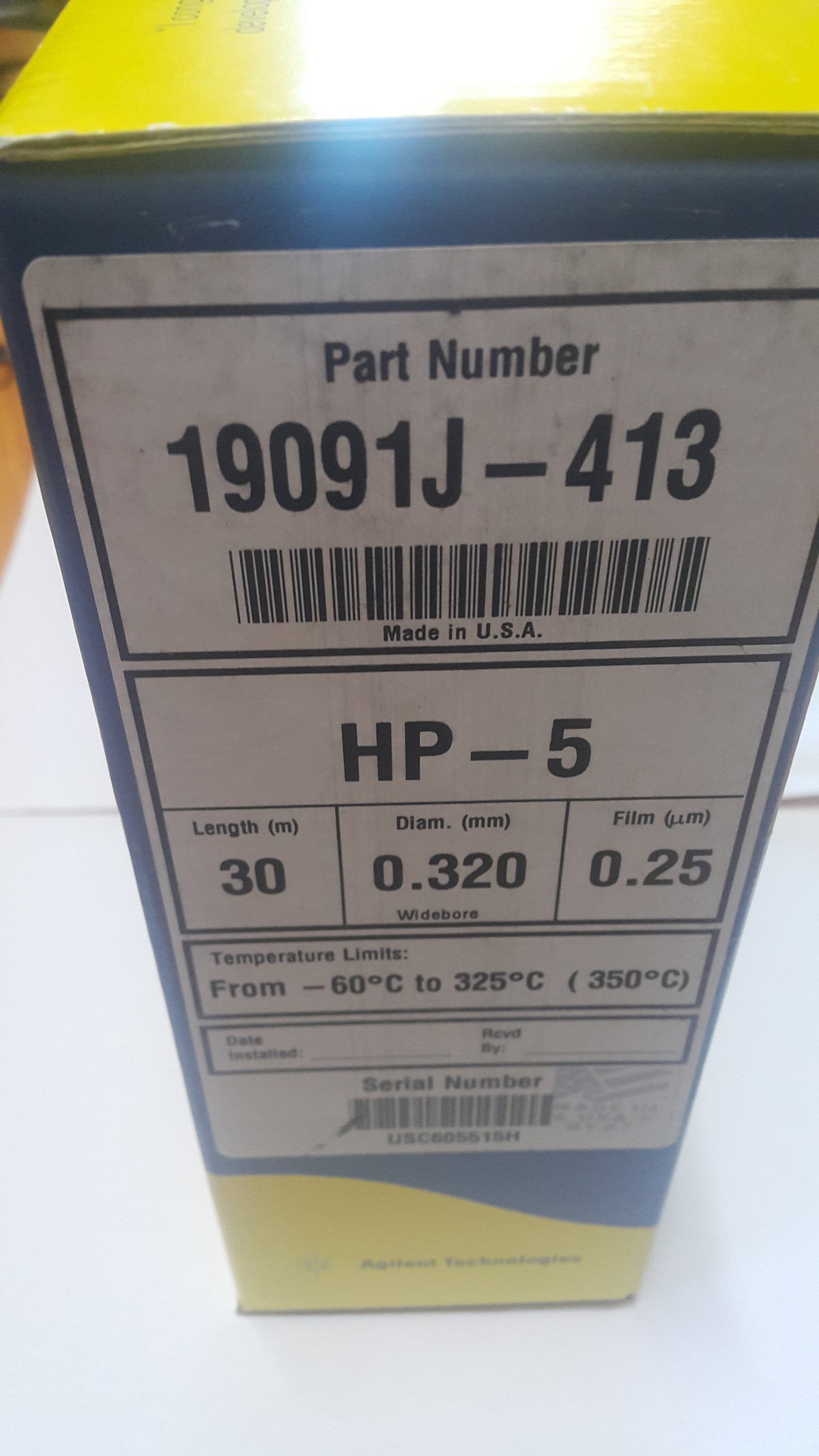 19091J-413 / HP-5 Capillary GC Column, 30m, 0.32mm, 0.25um
